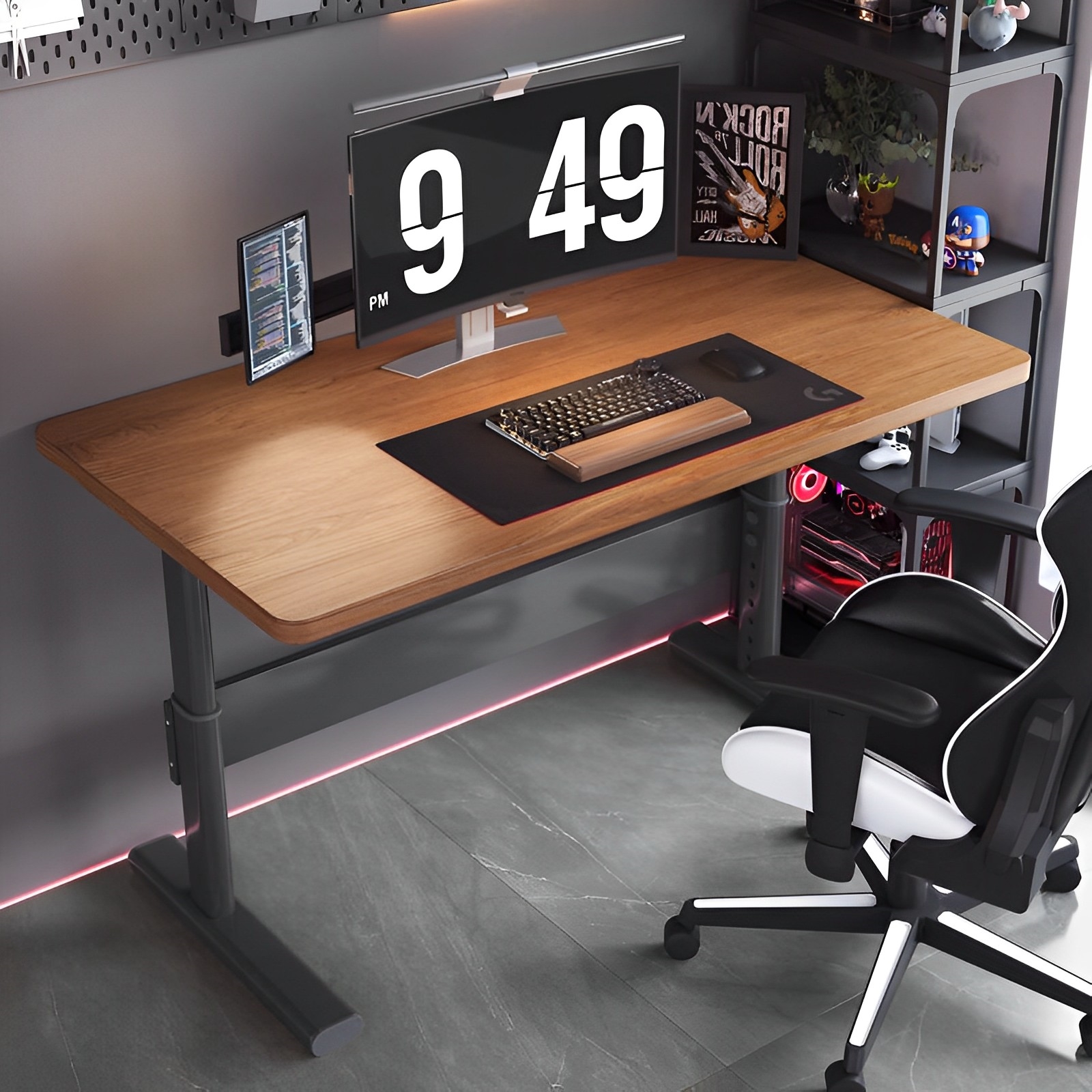 OSUM Table Height Adjustable Table Small House Standing Desk Gaming ...