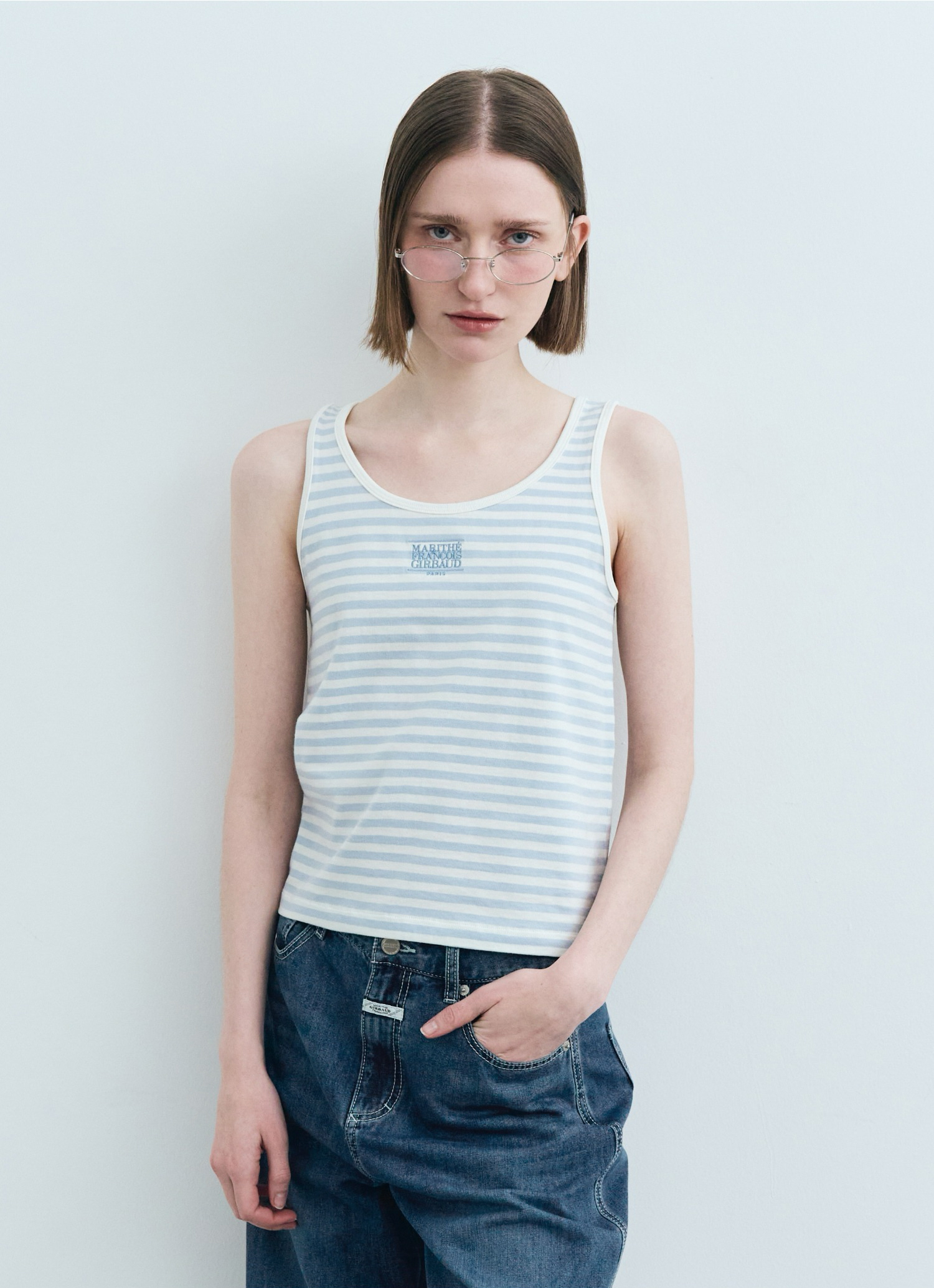 MARITHE FRANCOIS GIRBAUD W Classic Logo Sleeveless Tee Women's T-Shirt ...