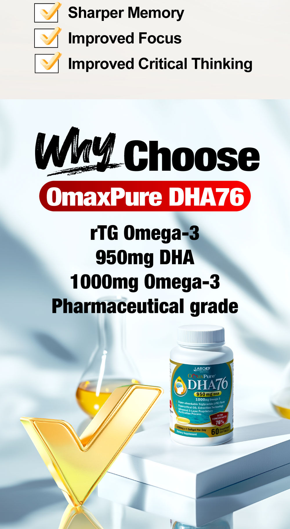 [2 Boxes] LABO Nutrition OmaxPure DHA76 -Quality DHA Fish Oil Smarter ...