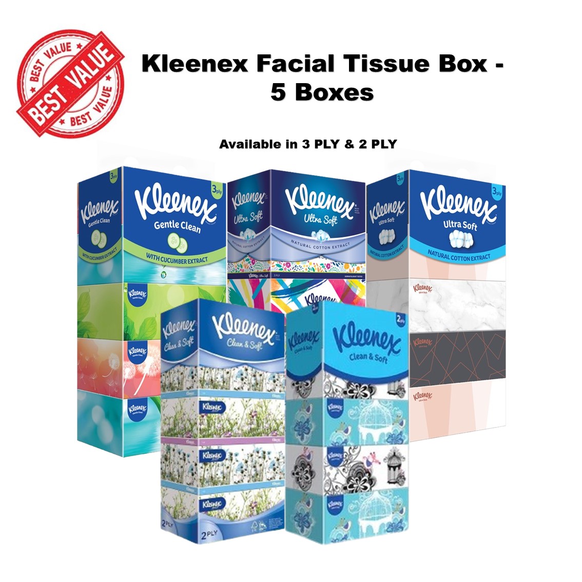 Kleenex Facial Tissue Box / Value Pack / Best Value / Available in 3 ...