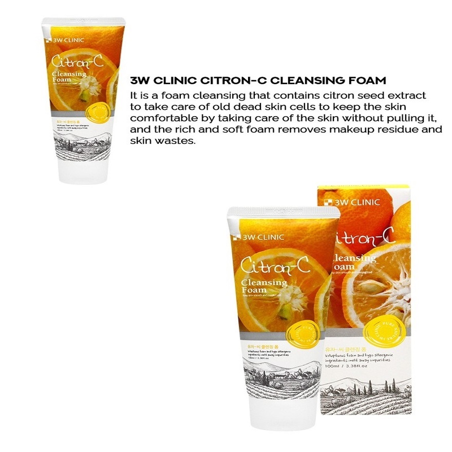 3W CLINIC Citron-C Cleansing Foam 100ml (Expiry: Apr'2026) | Shopee ...
