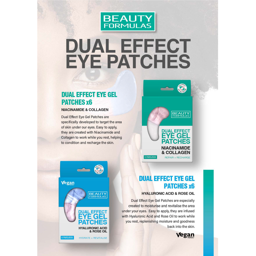 Beauty Formulas Dual Effect Eye Gel Patches 6 pairs (Niacinamide ...