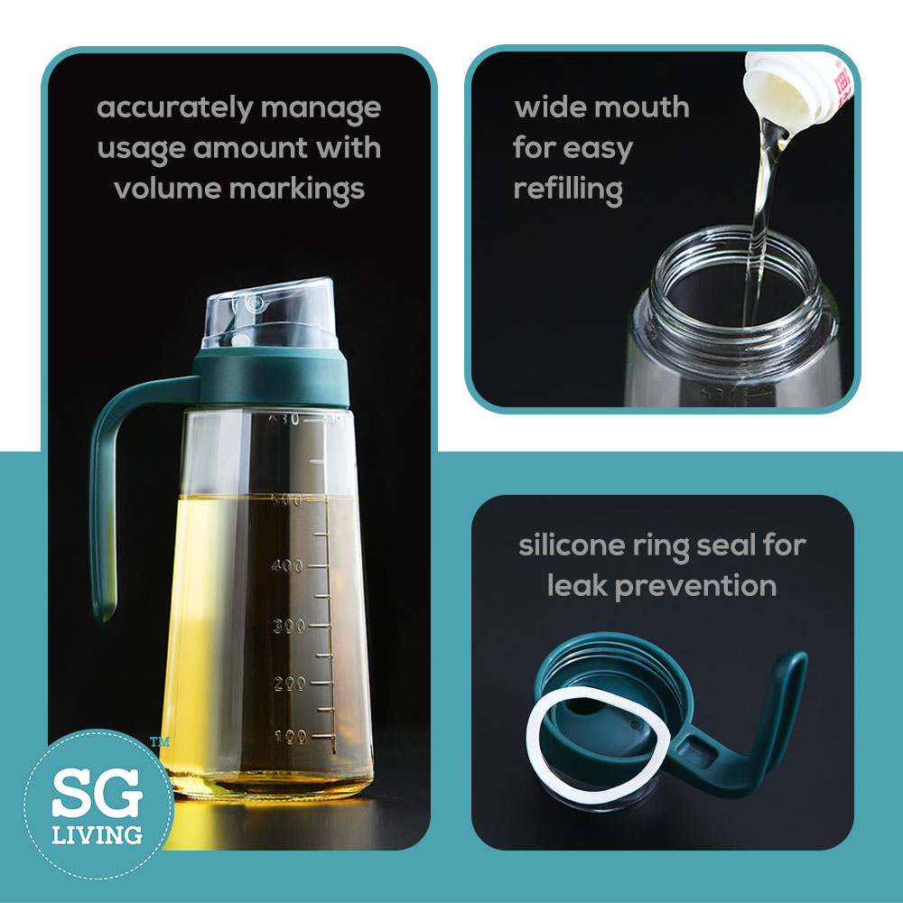 (SG Ready Stock) Oil Dispenser with Handle | Leakproof Glass Seasoning ...