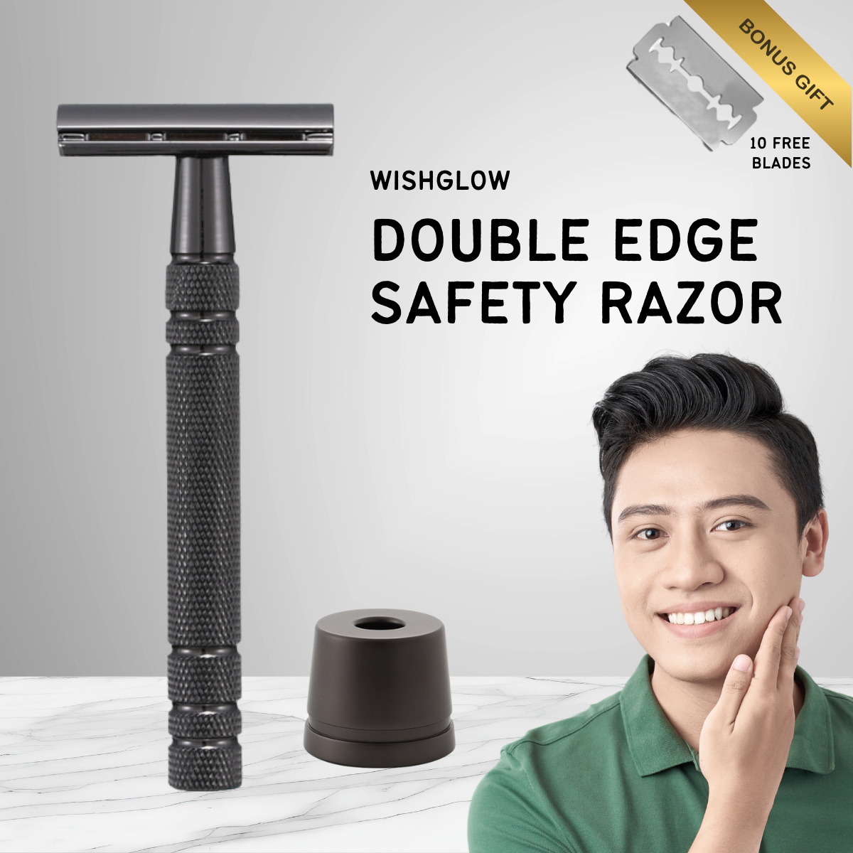 Wishglow Double Edge Safety Reusable Metal Razor Single Blade Razors ...