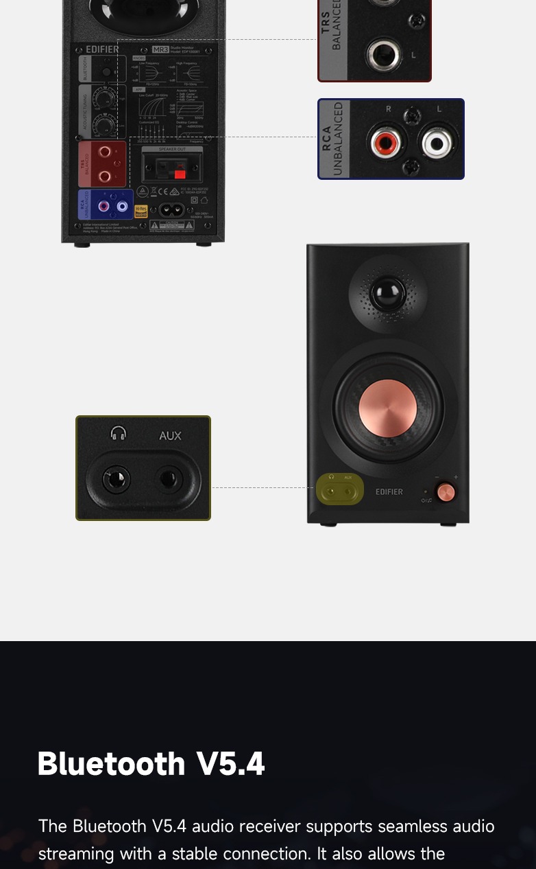 Edifier MR3 Powered Studio Monitor Speakers Hi-Res Audio BT 18w ...