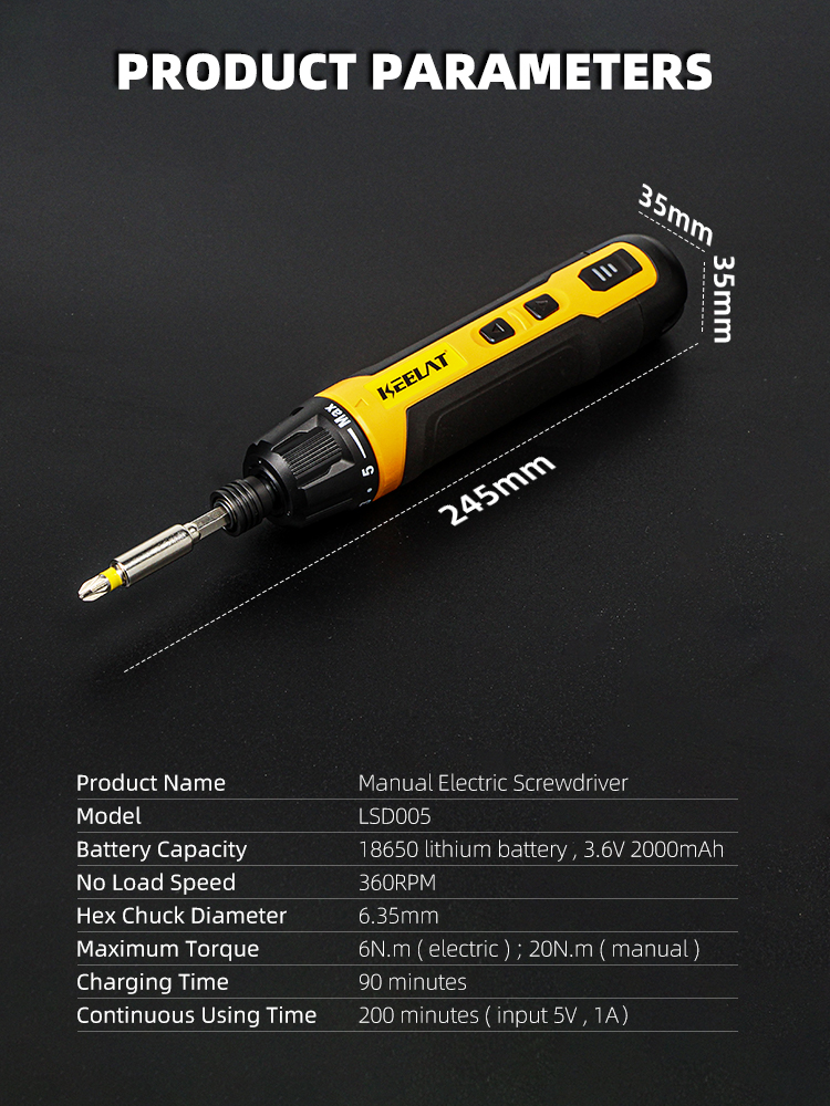 KEELAT 36pcs Cordless Mini Electric Screwdriver Set – 6-Speed ...