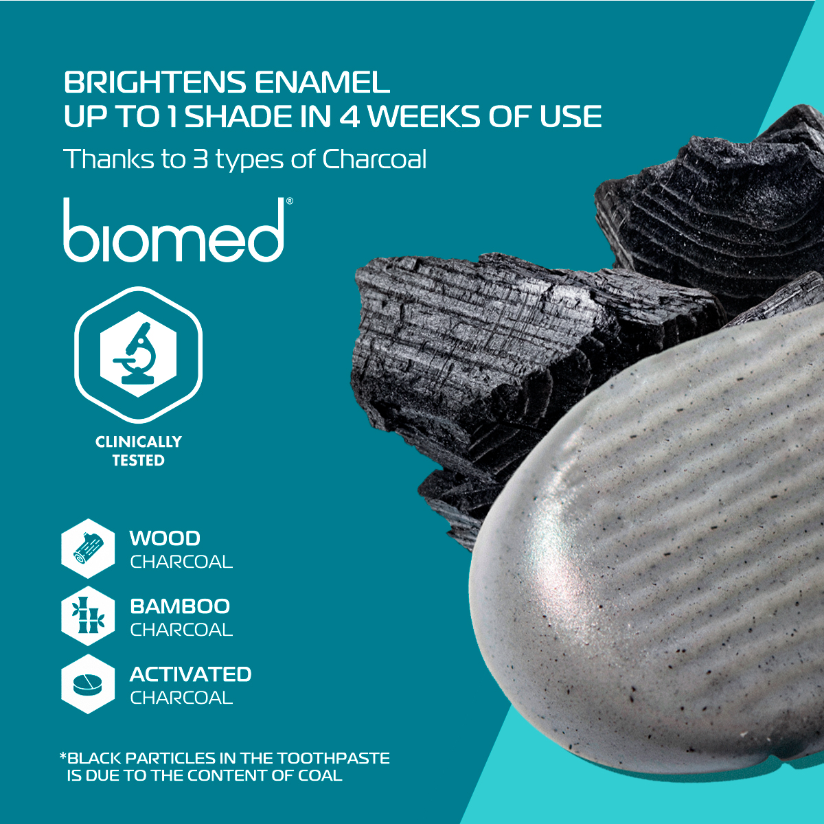 BIOMED Natural Toothpaste CHARCOAL For Whitening & Gum Care, Fresh ...