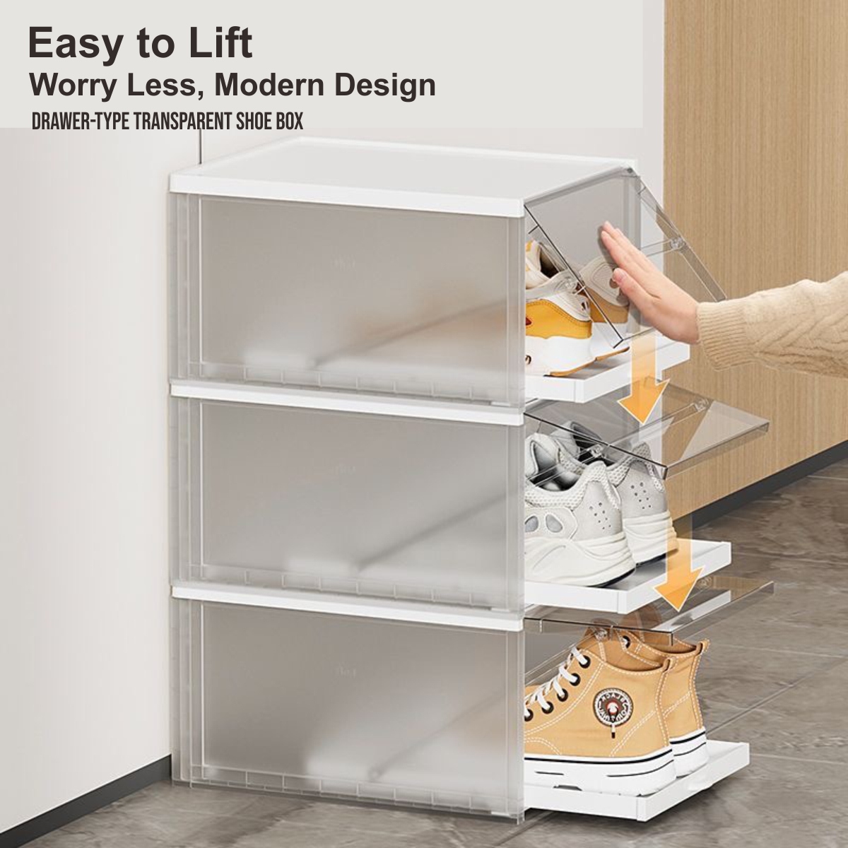 🇸🇬Koala Home🔥3PCS Sliding Shoe Box/Shoe Rack/Transparent Shoe Box ...