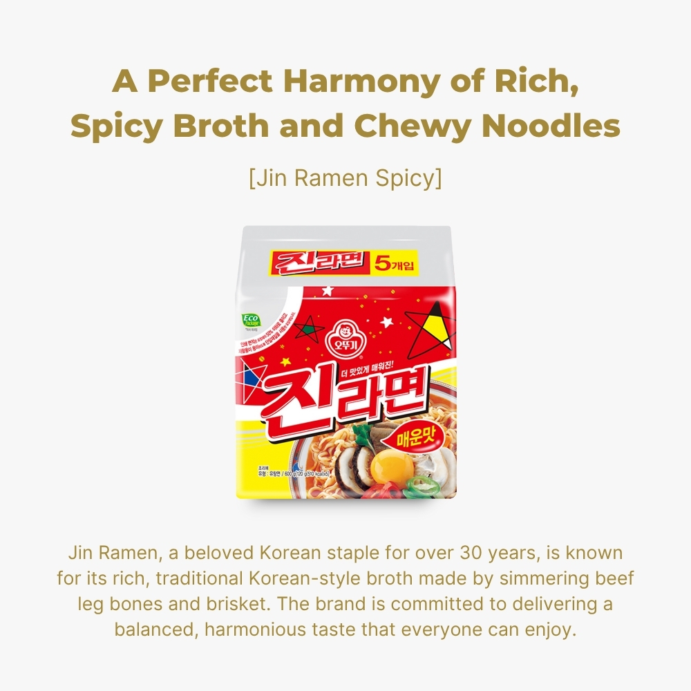 [Ottogi] Jin Ramyun Korean Instant Ramen (Spicy / Mild) – 5 Bags per ...