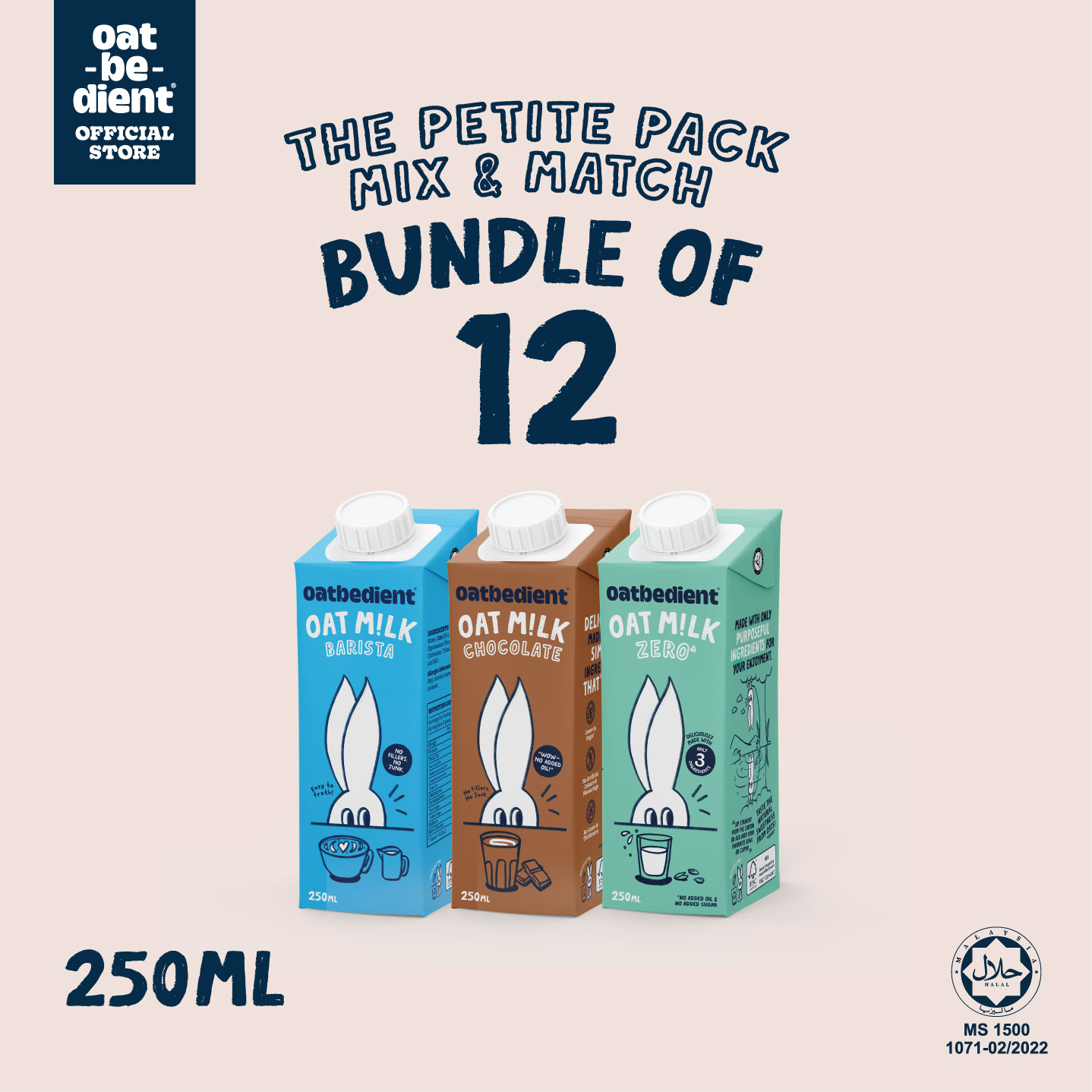 [Mix & Match Bundle of 12] Oatbedient Petite Oat M!lk Packs (12 x 250ml ...