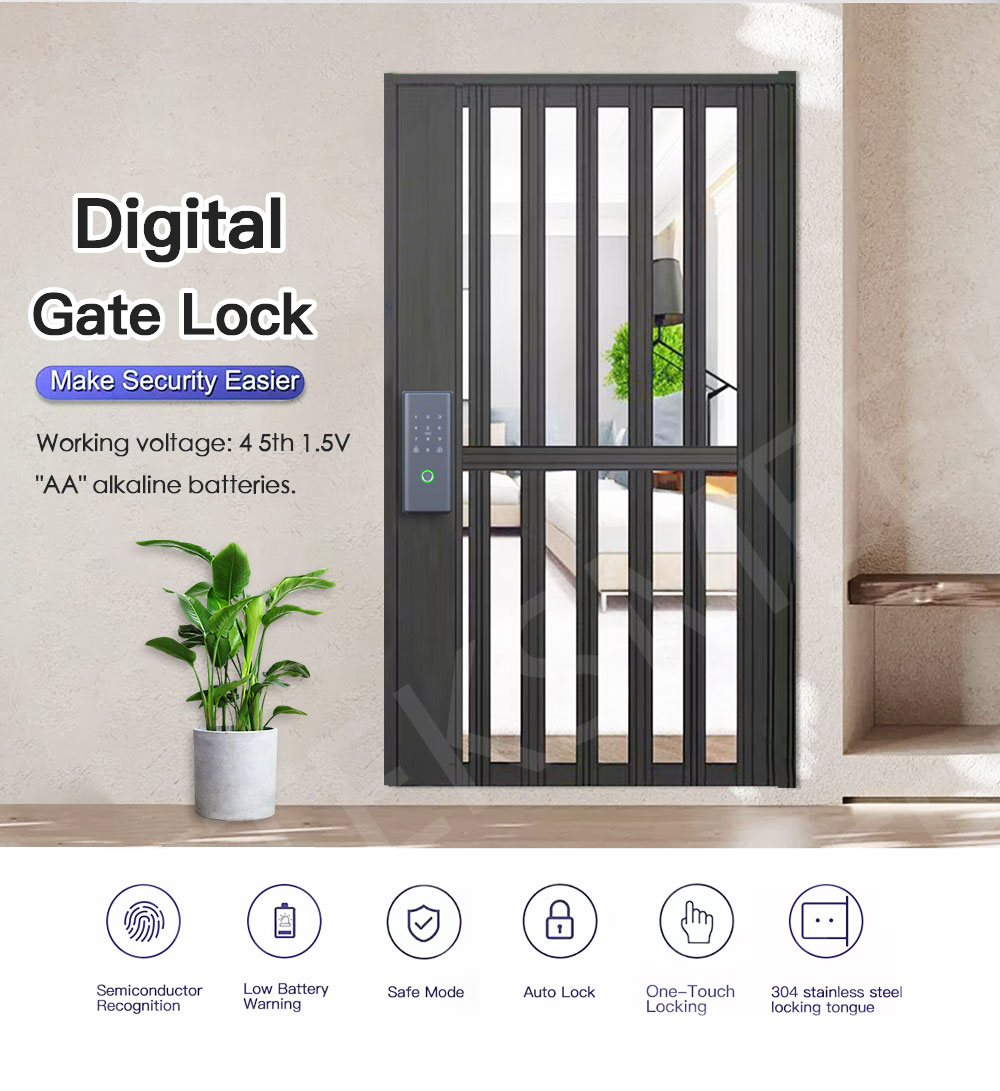 Digital lock metal gate HDB Door Lock Smart Fingerprint Grill Gate Door ...