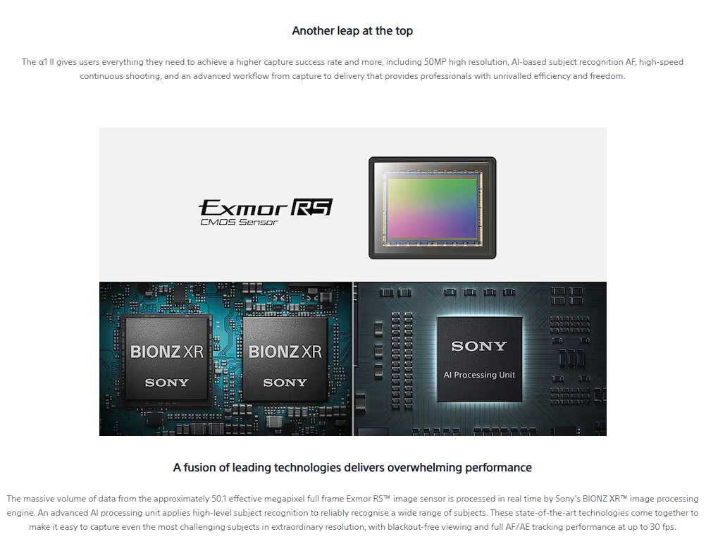 Sony a1 II A1M2 Mirrorless Camera [ILCE-A1M2] | Sony Singapore Warranty ...