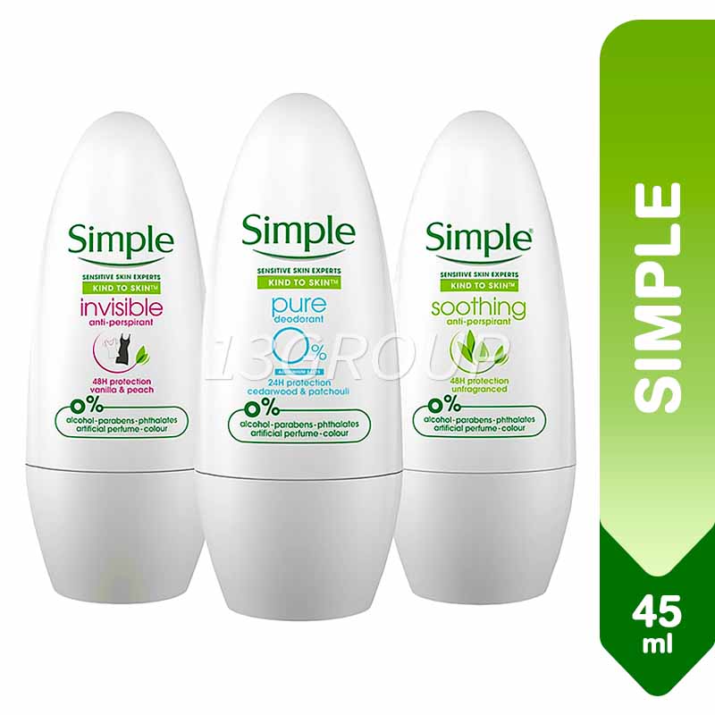 Simple Deodorant Roll-On / Gentle Effective Alcohol-Free Antiperspirant ...