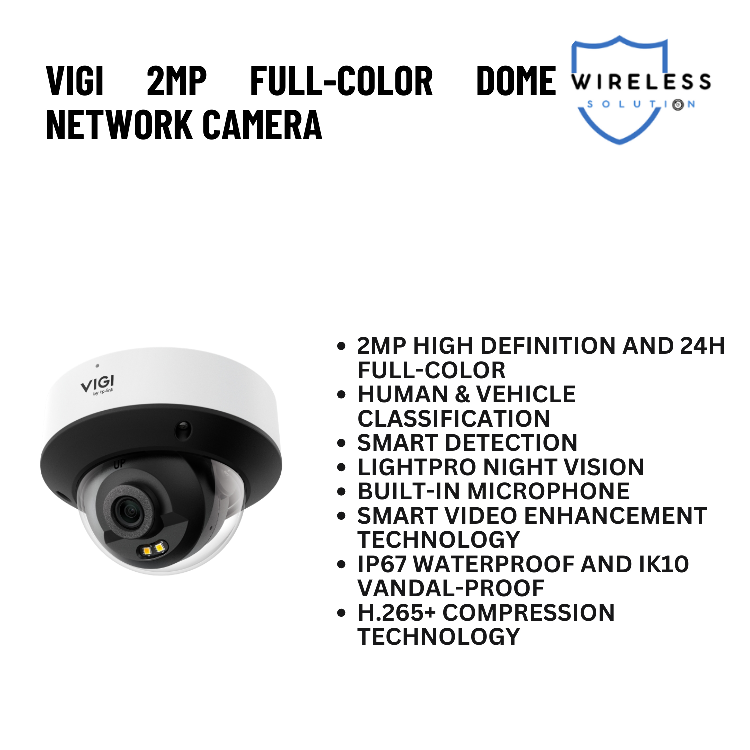 SG LOCAL VIGI 2MP Full-Color Dome Network Camera InSight S225 Wireless ...