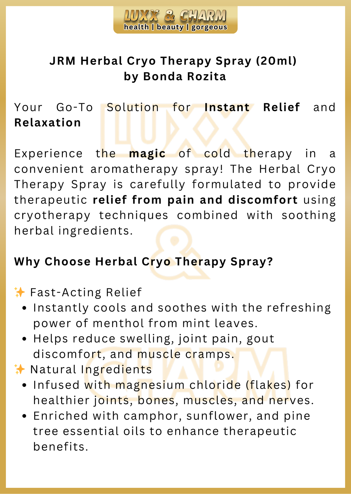 💯% AUTHENTIC | SG READY STOCK - HERBAL CRYO SPRAY by Bonda Rozita JRM ...