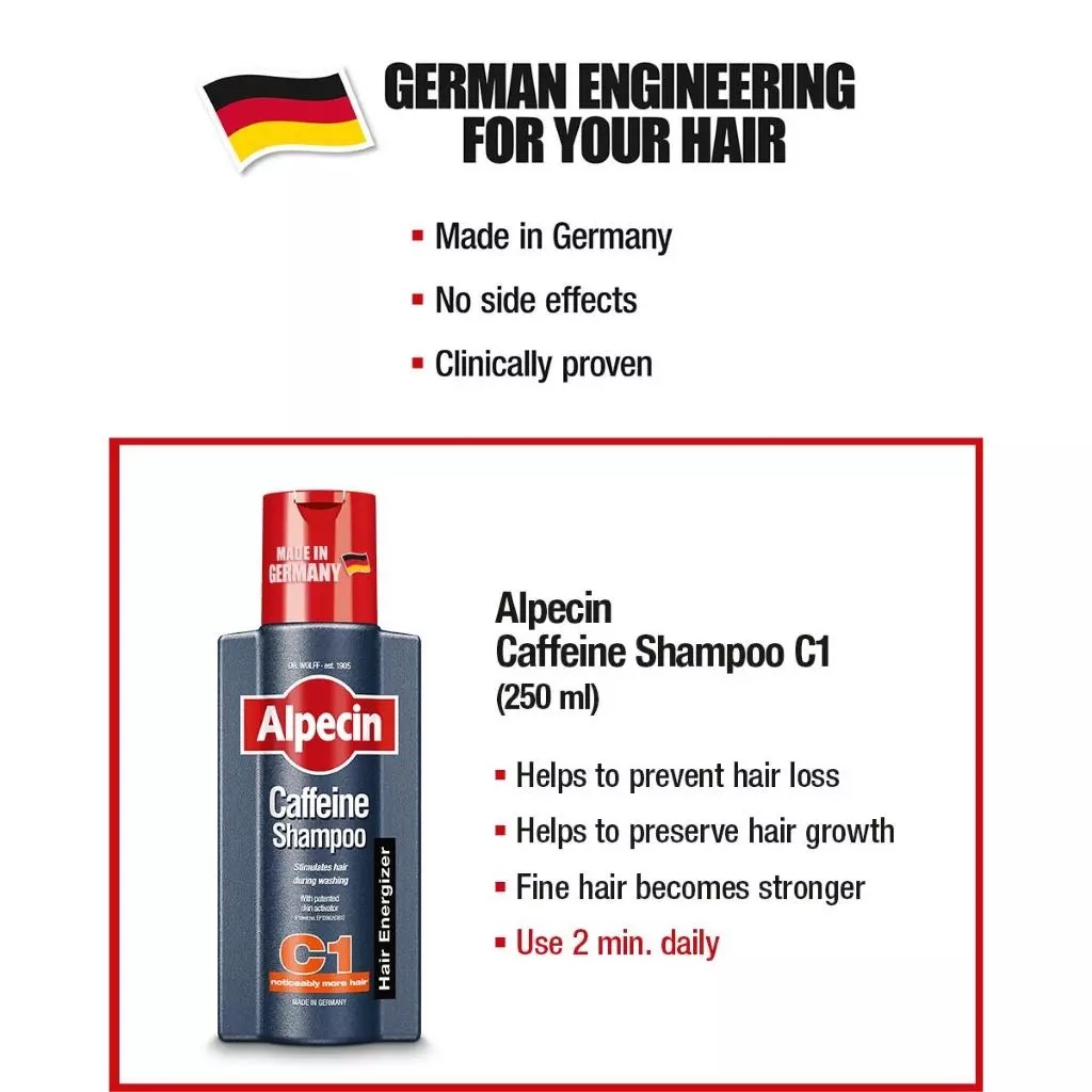 SG Alpecin Caffeine Shampoo C1 (250ml) – hair loss shampoo, reduce ...