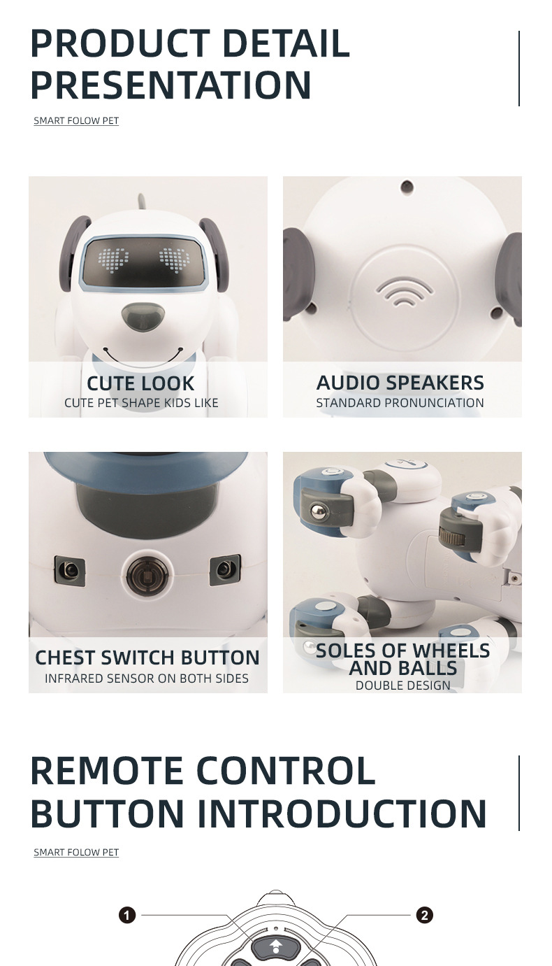 Robot dog toy programmable intelligent interactive stunt robot dog with ...