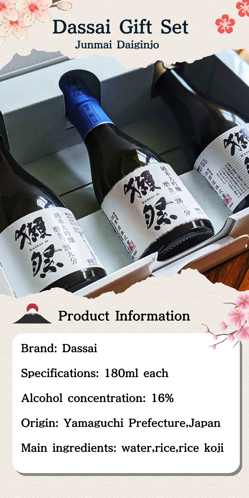 Dassai Gift Set Drinking Set 23 39 45 180ml x 3 Bottles 16% Junmai ...