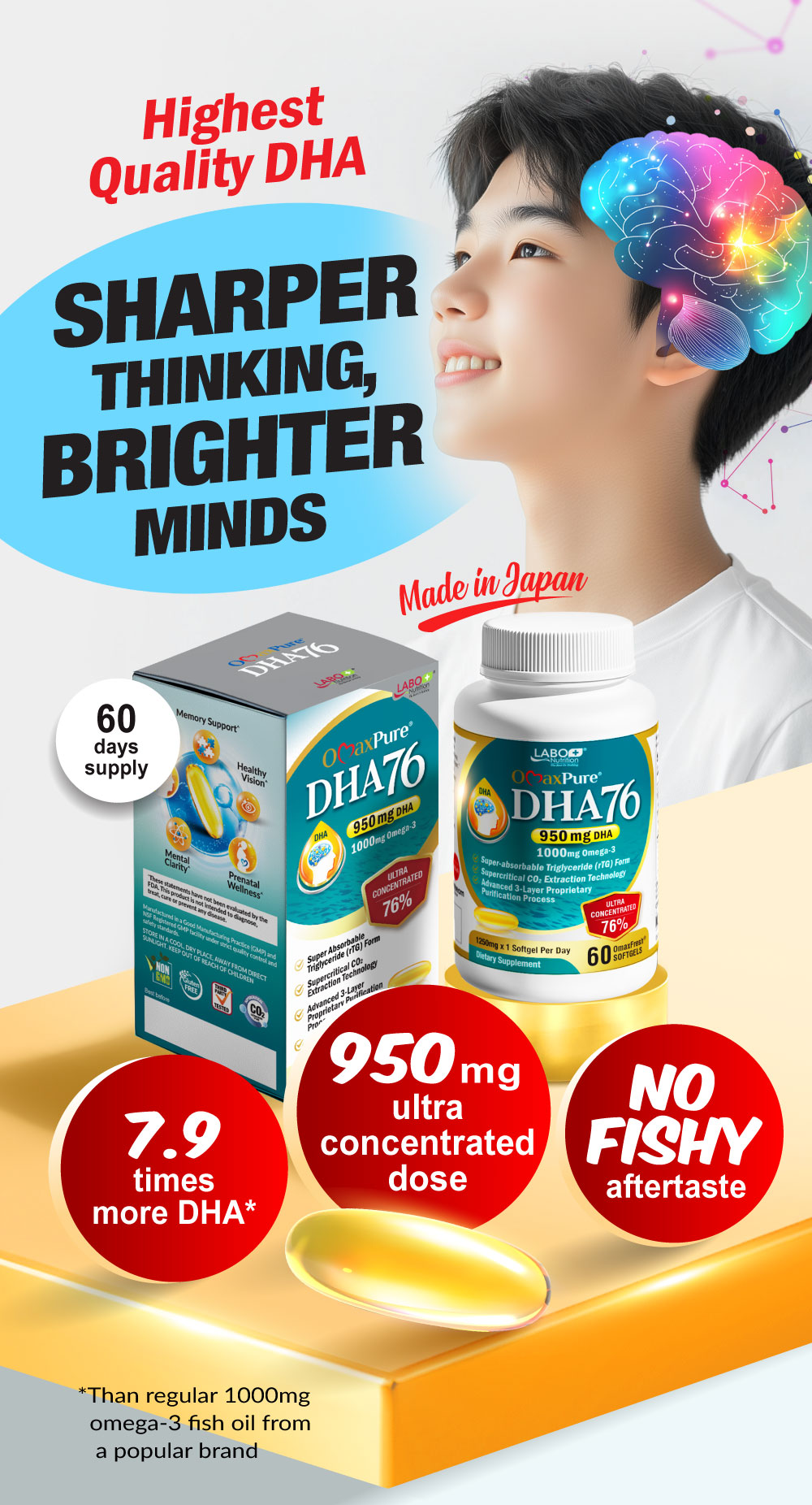 [2 Boxes] LABO Nutrition OmaxPure DHA76 -Quality DHA Fish Oil Smarter ...