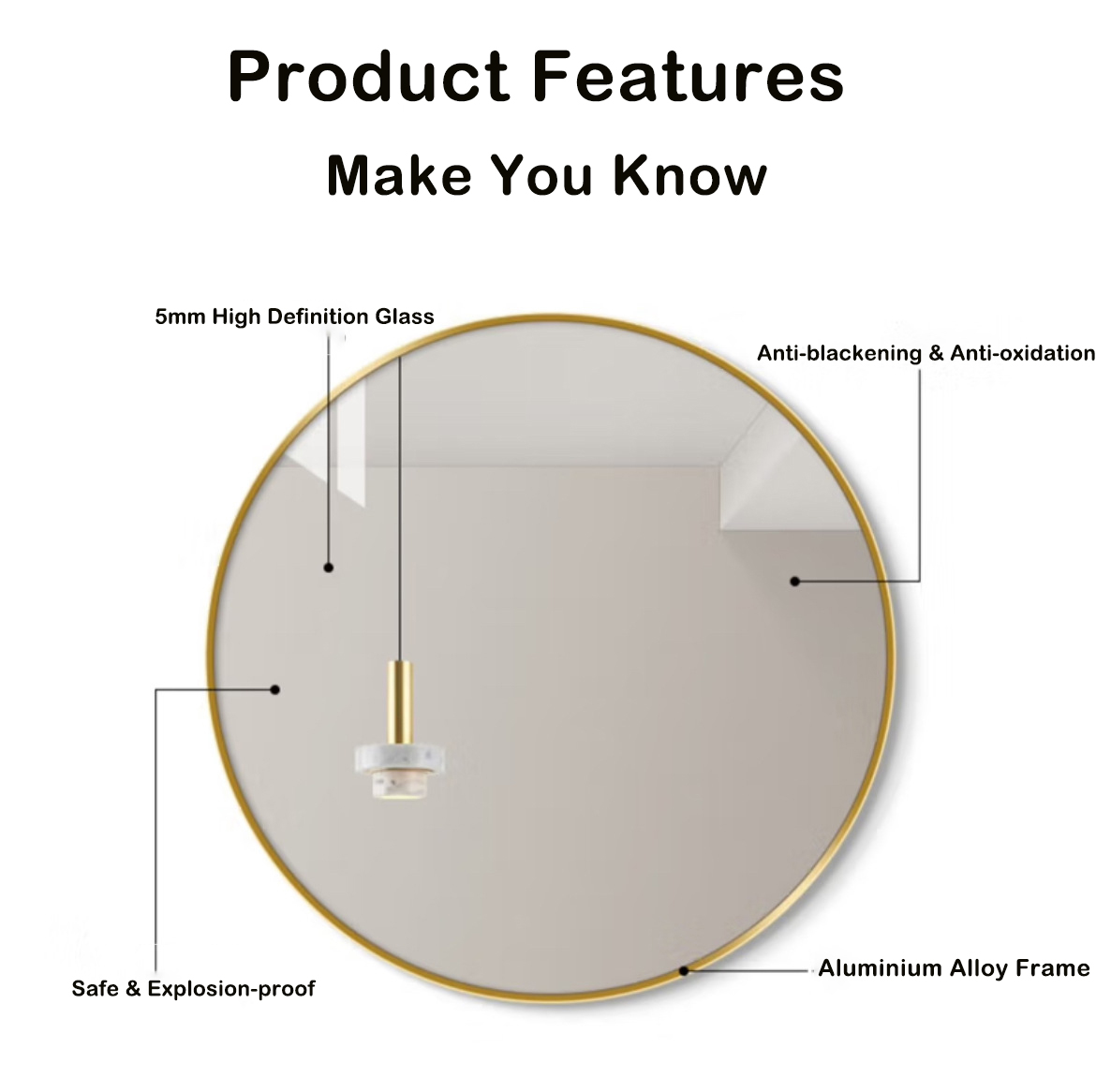 Bathroom Mirror with Shelf Round Toilet Mirror 40/50 cm Gold Mirrors ...