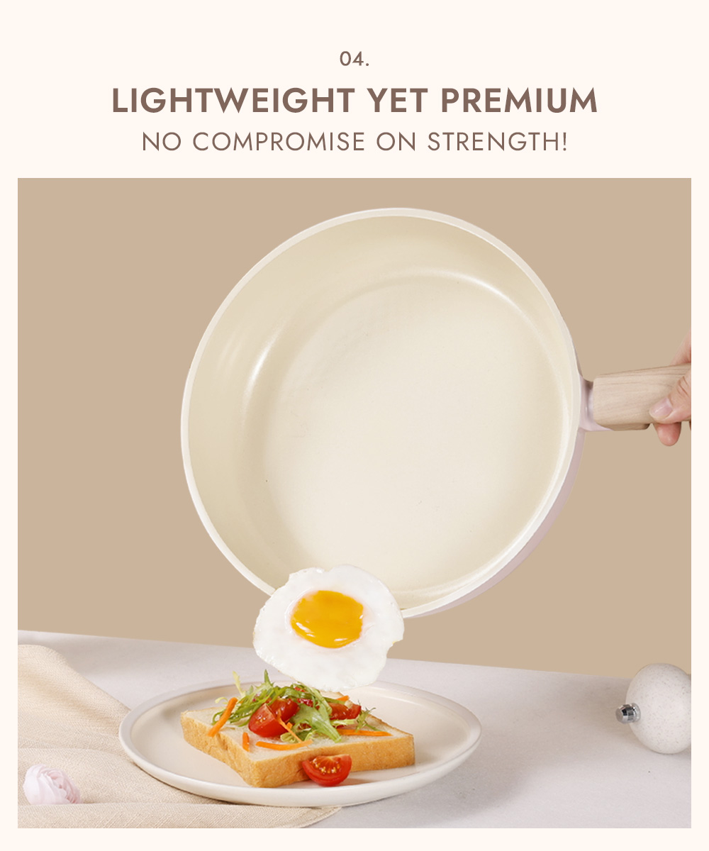 Carote Nonstick Ceramic Coated Frying Pan with Lid 20/24/26cm Ceramic ...