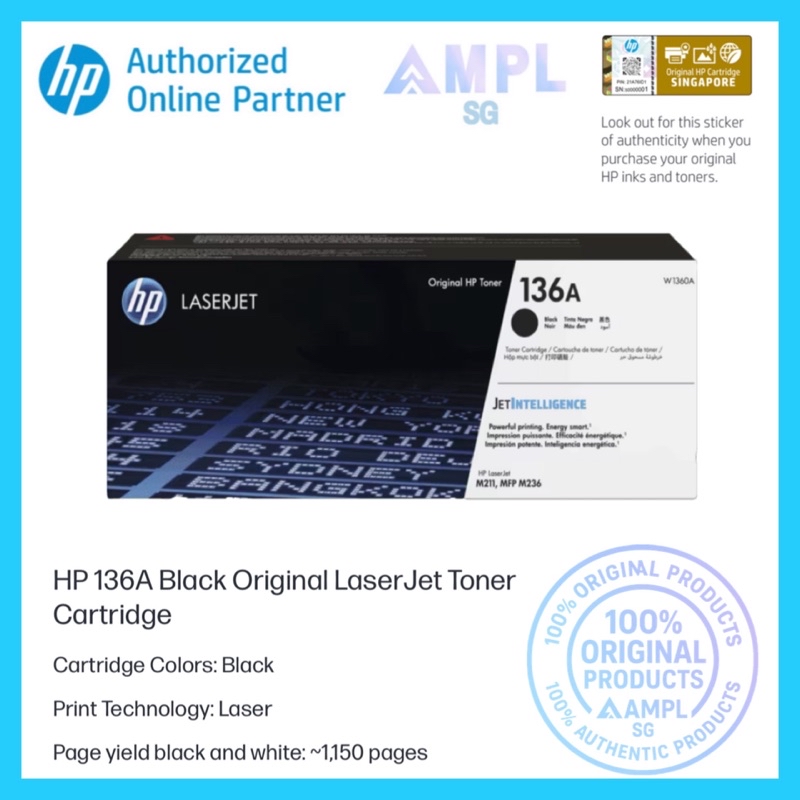 Genuine HP 136A | HP 136X Black Original LaserJet Toner Cartridge for ...