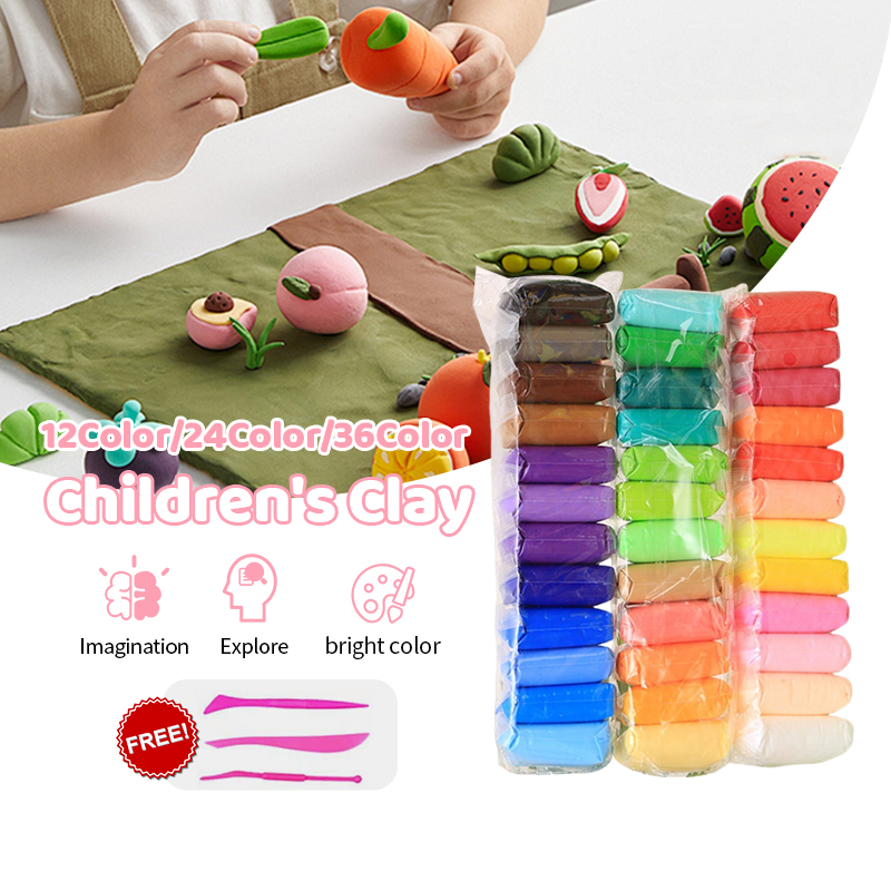 12 /24 /36Colors Super Light Clay Set Non-Toxic Ultralight DIY Air Dry ...