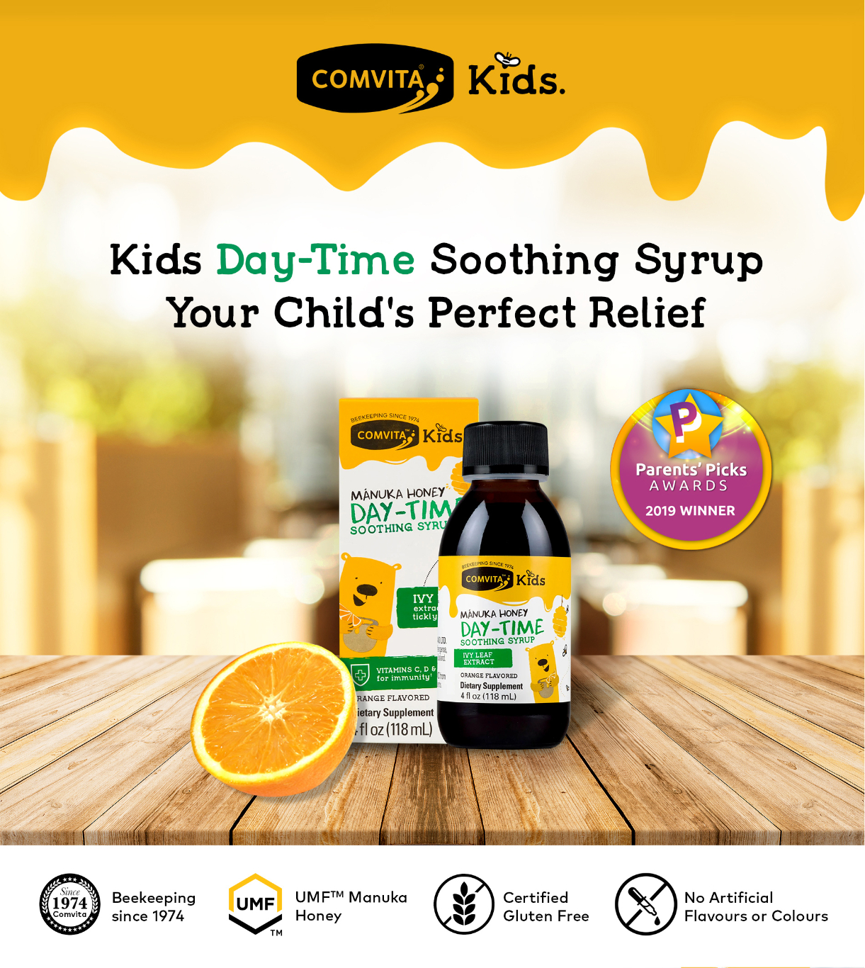 Comvita Kids Day-Time Soothing Syrup - Orange Flavour 118ml | Shopee ...