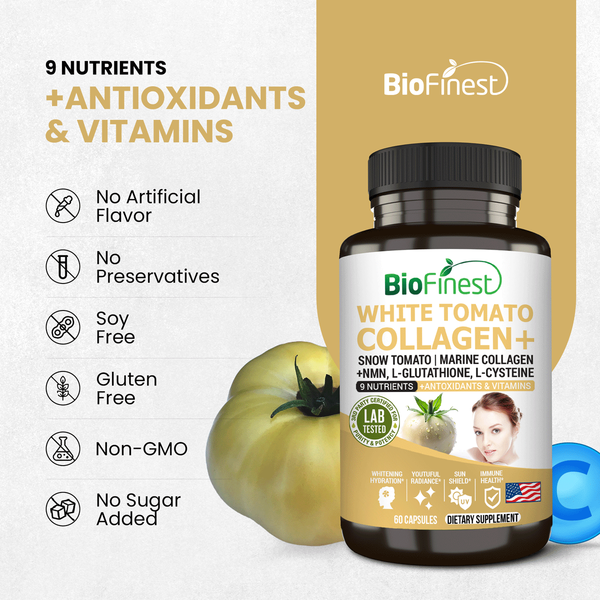 Biofinest White Tomato Collagen+ 16-in-1 Vitamin Marine Collagen NMN ...