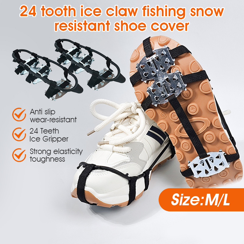 24 Teeth Ice Gripper Anti Slip Ice Claw Gripper Spike Grips Cleats Non ...