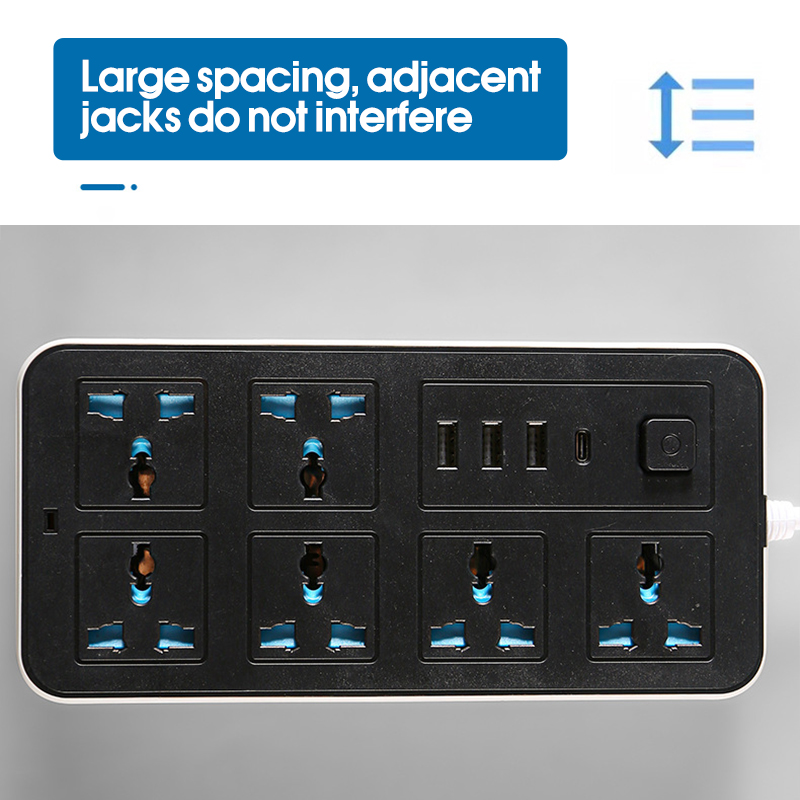 2M UK Power Socket 4 USB Port 4 Universal Power Strip Extension Plug ...