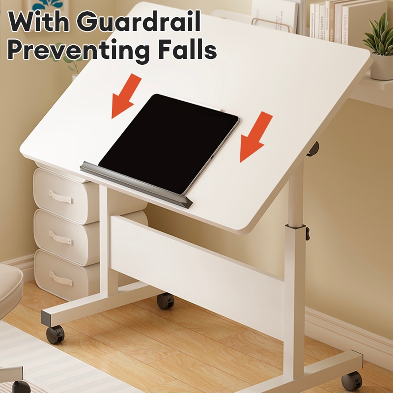 OSUM Easy Storage Folding Table Study Table Desk With Wheels Adjustable ...