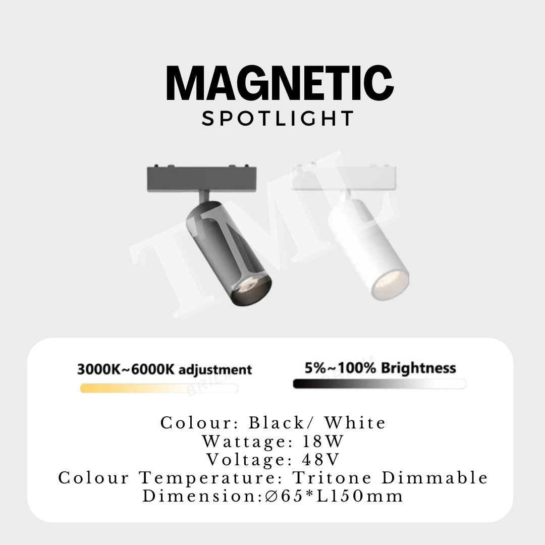 Ultra Slim Magnetic Track Light System Black White TRITONE Dimmable ...