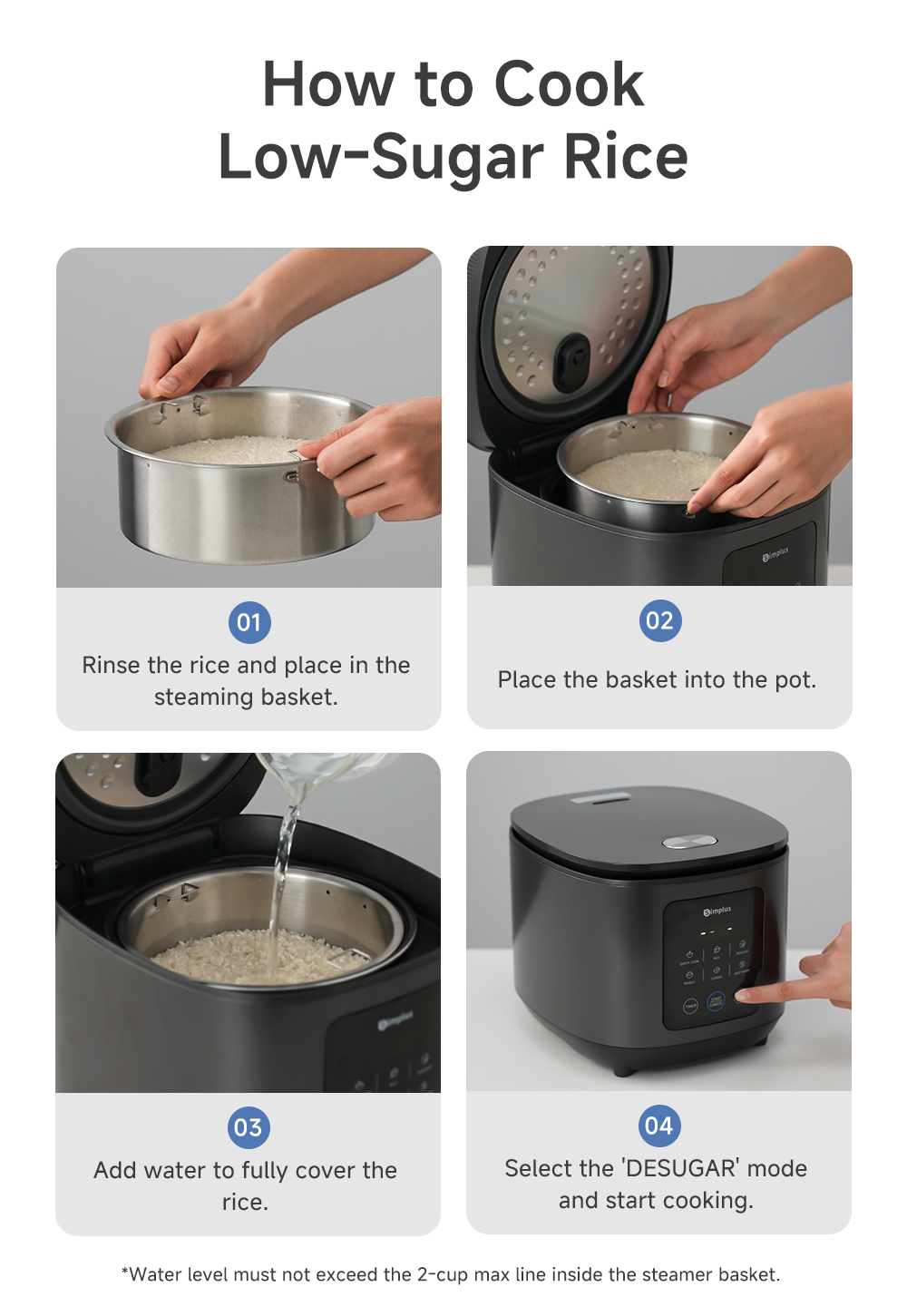 Simplus 4L Low Sugar Rice Cooker Function Low Carb Rice 6Preset ...
