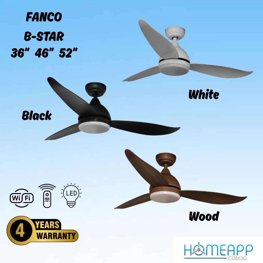 FANCO ceiling fan B-Star Galaxy-5 DC motor LED light remote control ...
