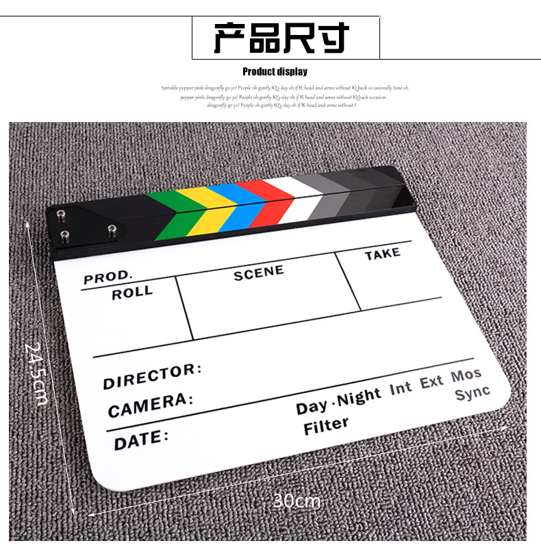 Director Clapper Board Slate TV Film Movie Acrylic Clapperboard ...