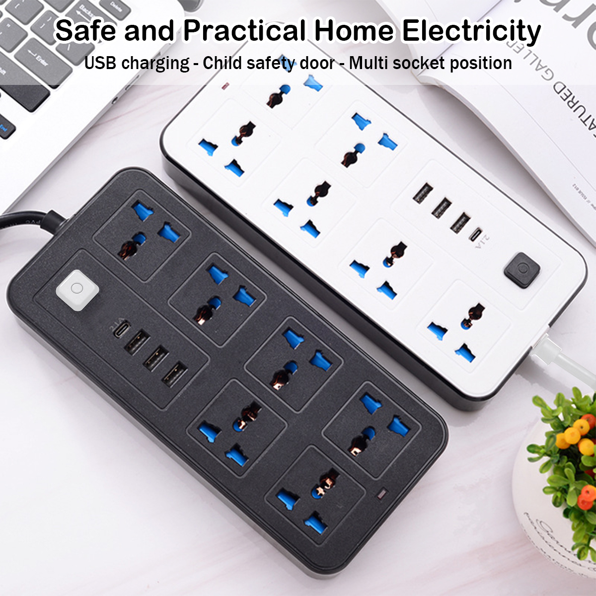 Power Socket USB Port Conversion Socket Extension Cord Universal Power ...