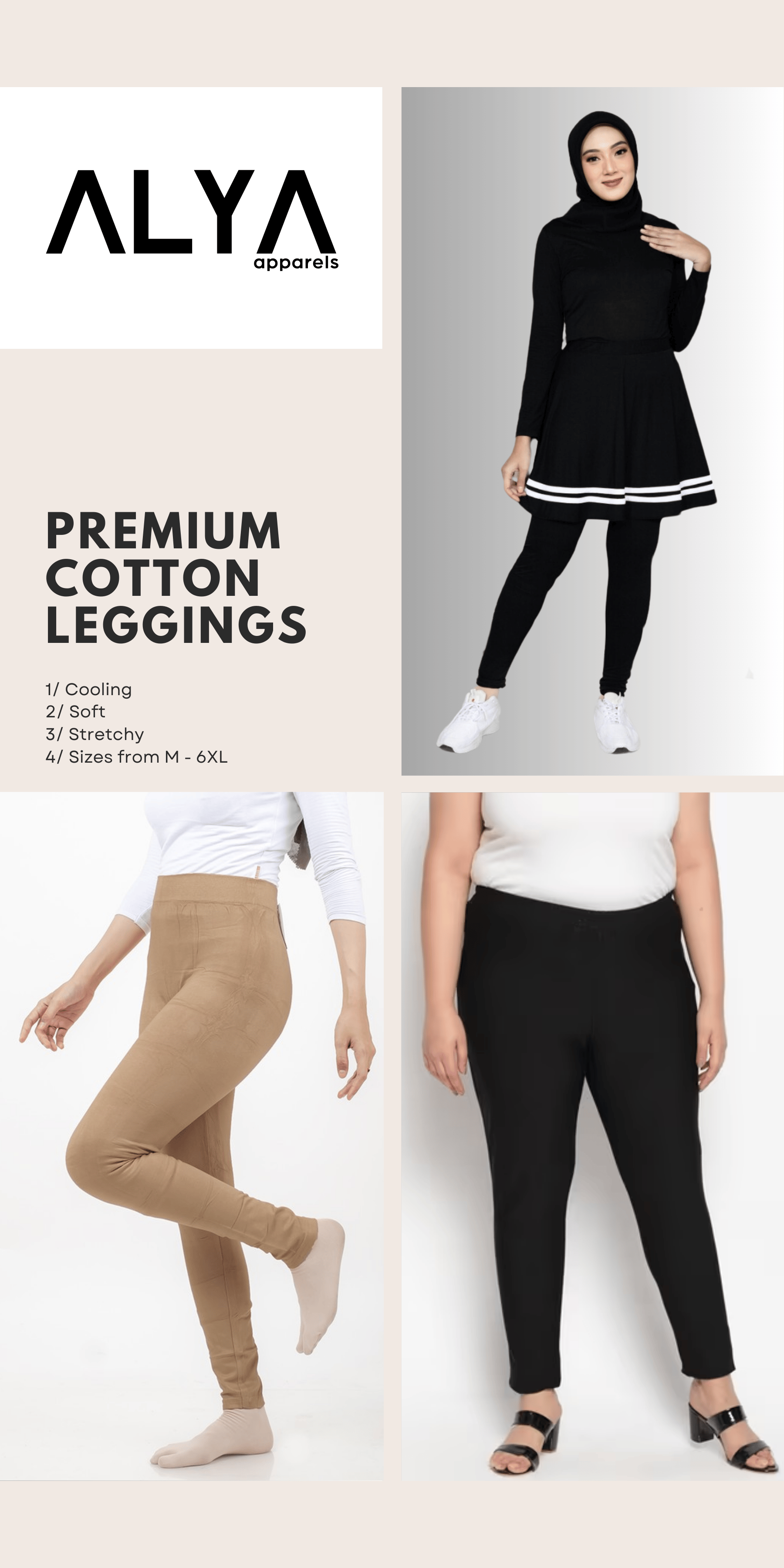 Premium Cotton Leggings ( Alya Apparels / M to 6XL / Non See Through ...