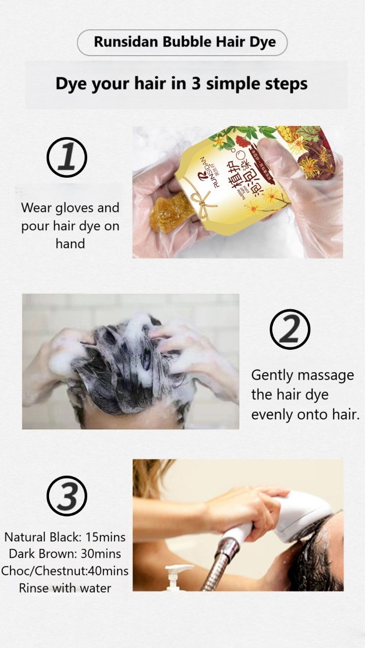 [SG Seller] Runsidan Bubble Hair Dye Natural Black/Dark Brown/Hair Dye ...
