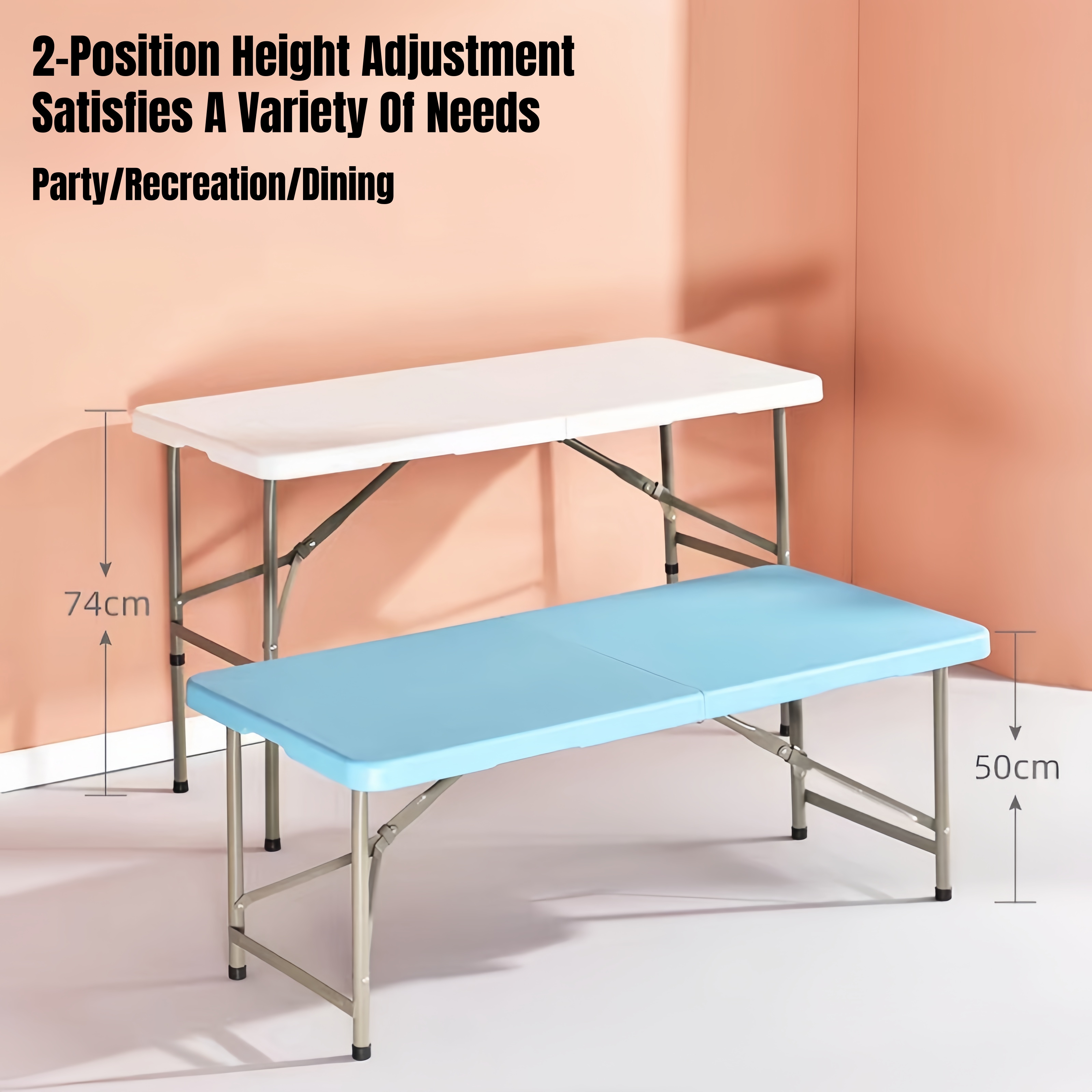 [SG Stock]HDPE Eco-Friendly Folding Dining Table Foldable Round Table ...