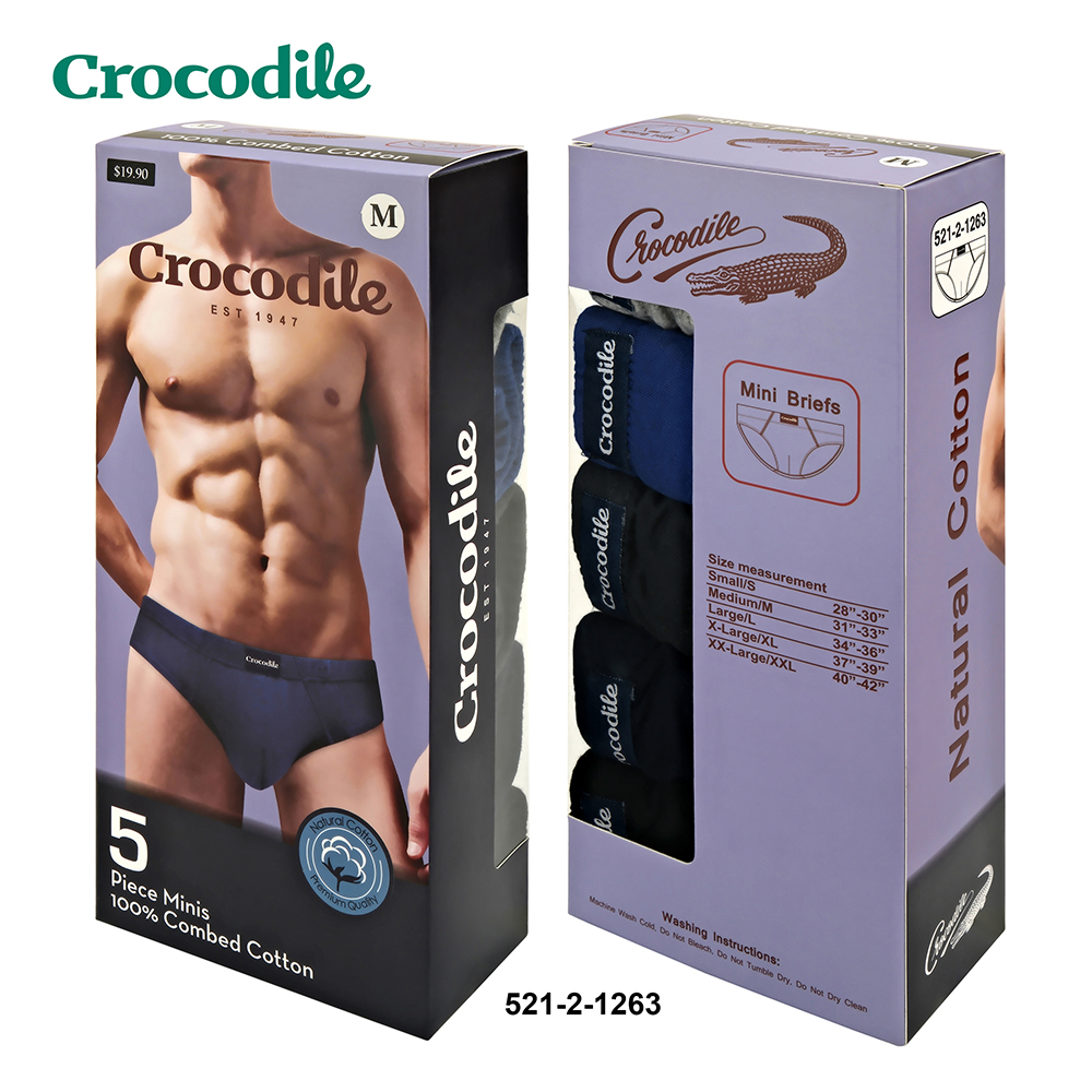 Crocodile- 5-Pcs Men's Mini Briefs/ Underwear (100% Combed Cotton) | Shopee Singapore