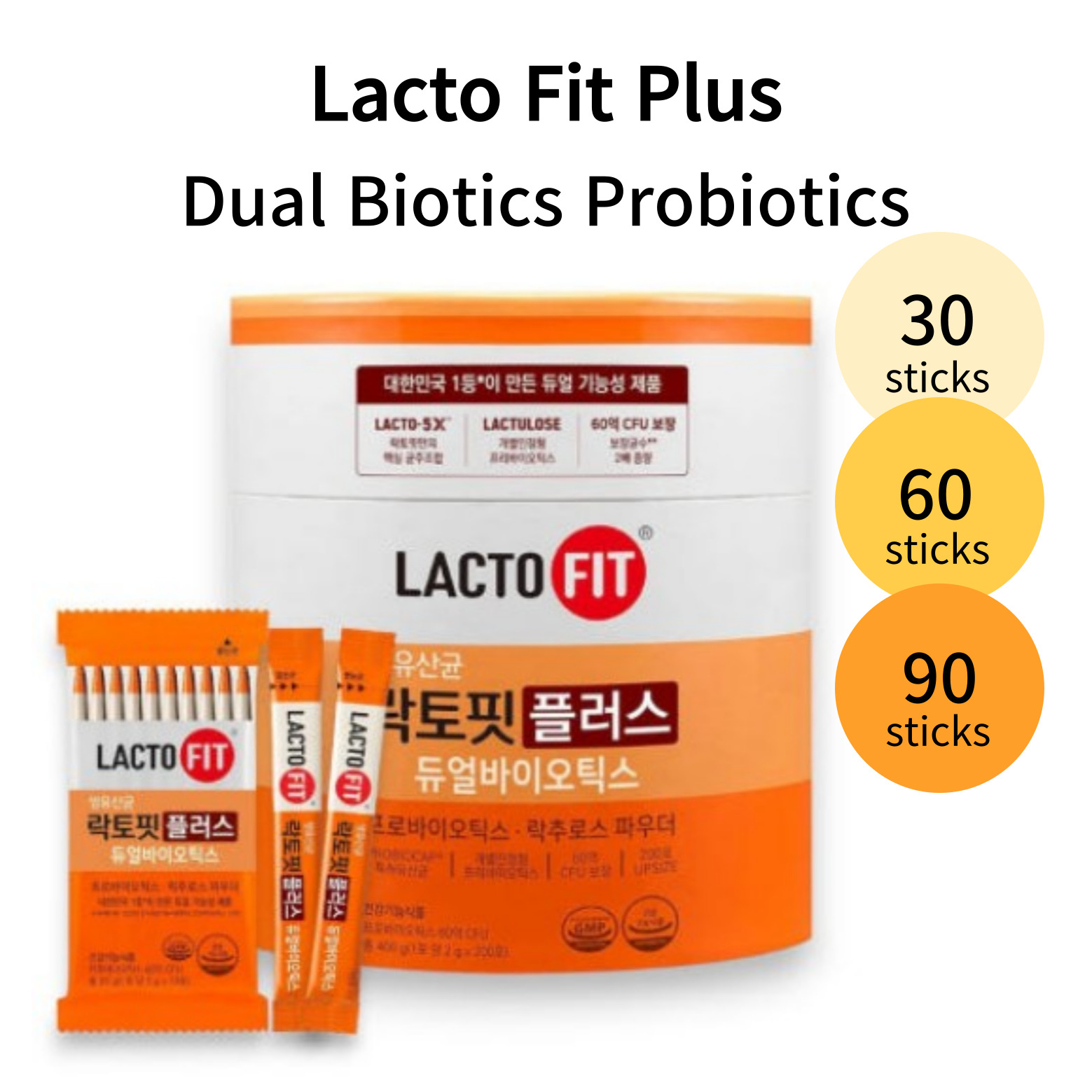 KOREA 🇰🇷 Lacto Fit Plus Dual Biotics Probiotics Powder (30/60/90pcs ...