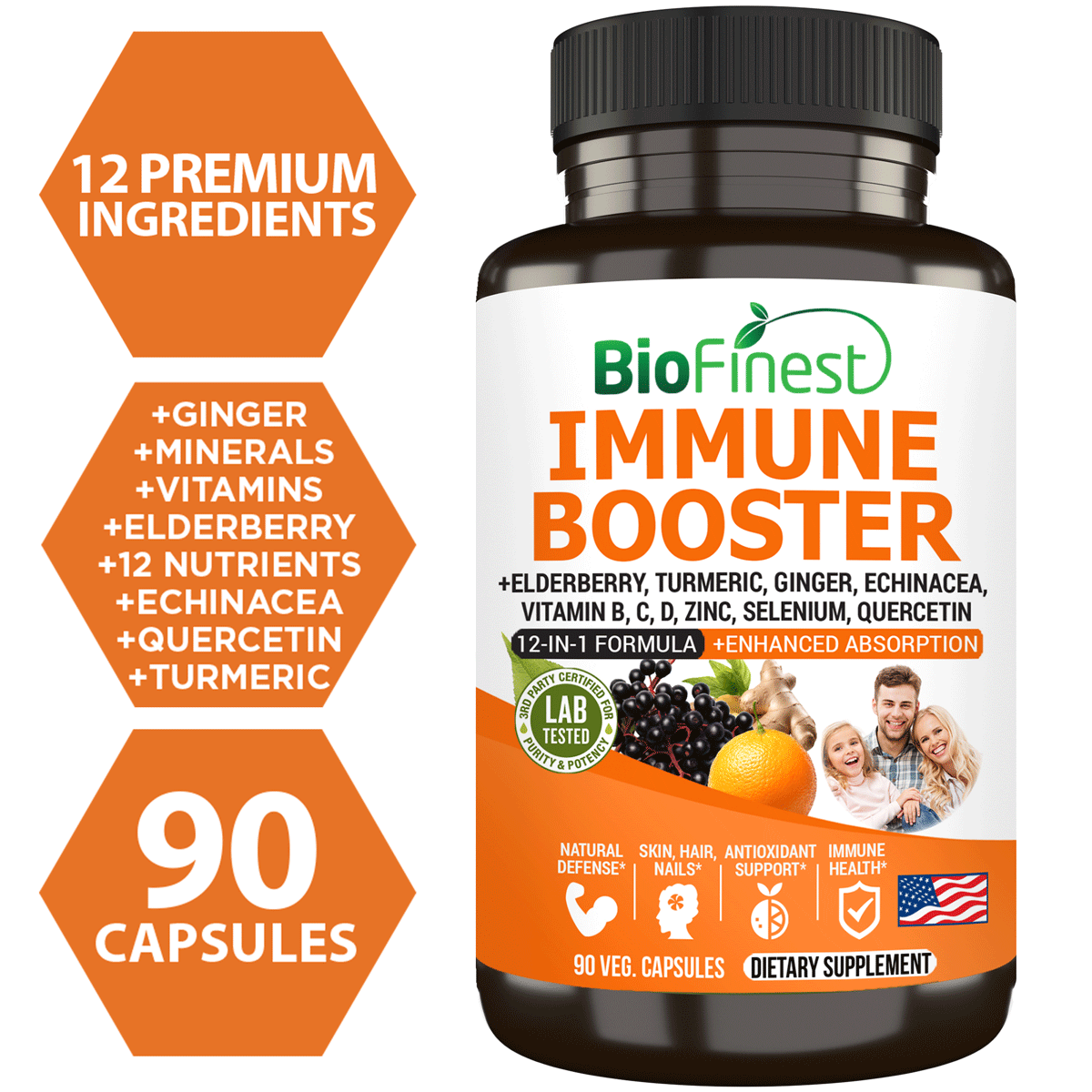 Biofinest Immune Booster Supplement - 12-in-1 Vitamin B C D Zinc ...