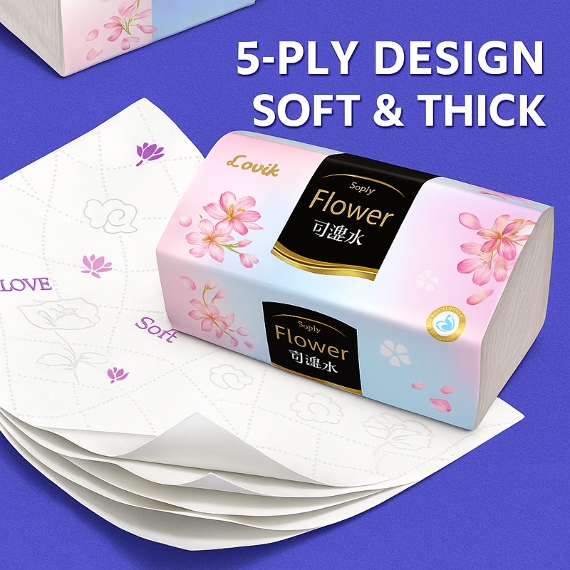 [SG Seller] 5-Ply Printed Tissue 20 Packs | 175x175mm Soft Thick Facial ...