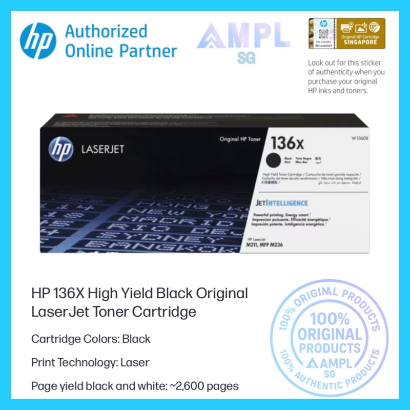 Genuine HP 136A | HP 136X Black Original LaserJet Toner Cartridge for ...