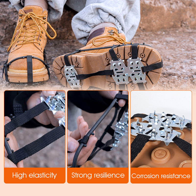 24 Teeth Ice Gripper Anti Slip Ice Claw Gripper Spike Grips Cleats Non ...