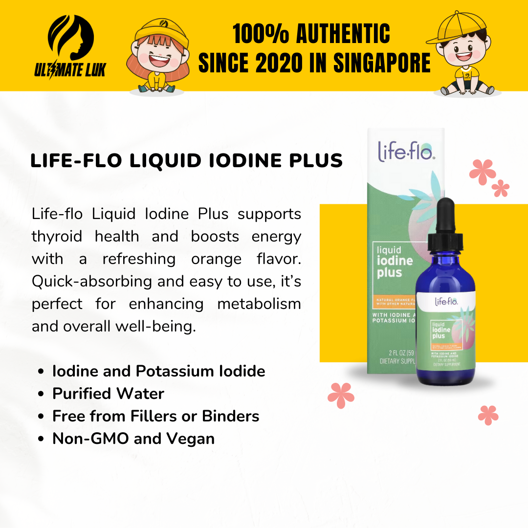 Life-flo, Liquid Iodine Plus, Thyroid Support Supplement, 2 fl oz (59 ...