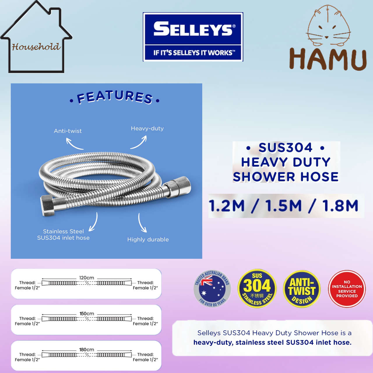 |🐹SG LOCAL🐹| ALL SELLEYS Bidet Showerhead Shower Hose Set 120cm / 150cm / 180cm / 200cm [Hamu ...