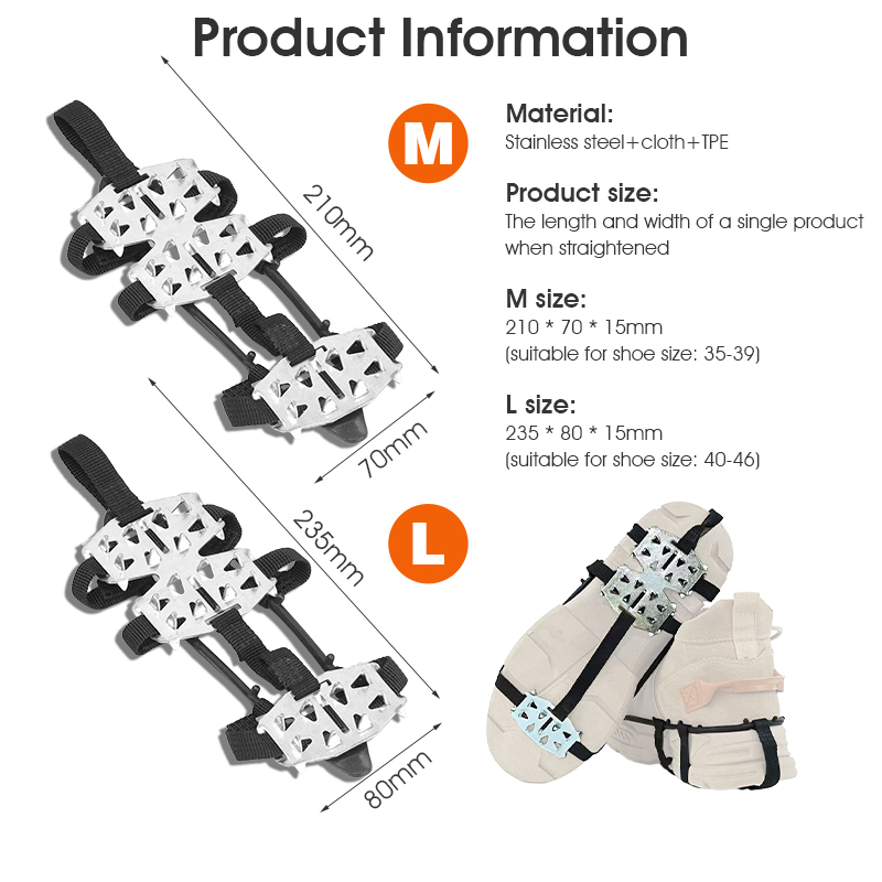 24 Teeth Ice Gripper Anti Slip Ice Claw Gripper Spike Grips Cleats Non ...