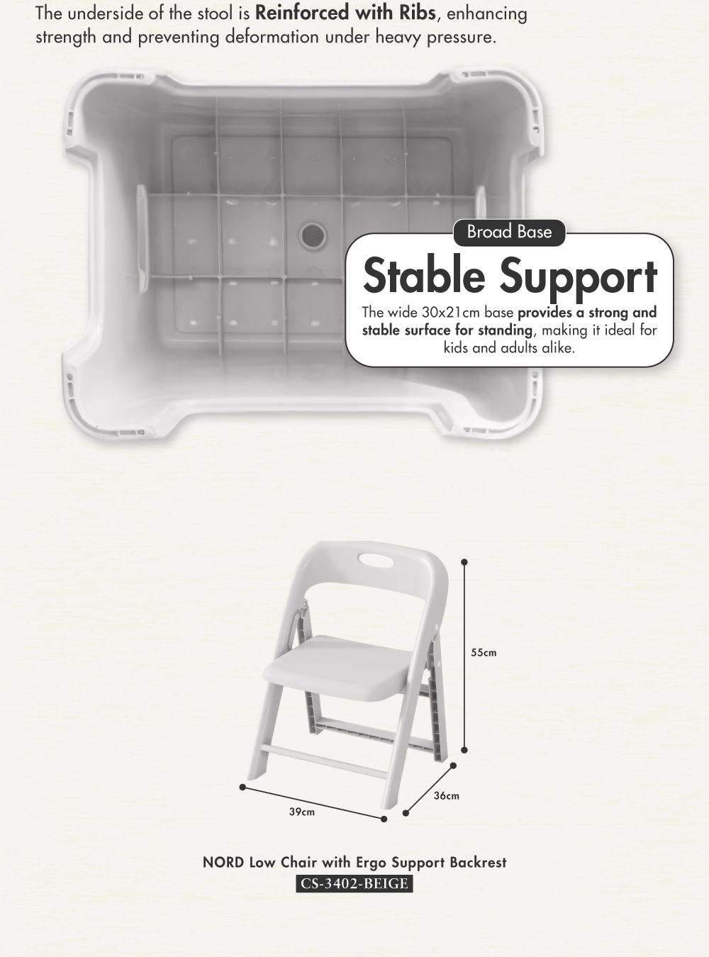 HOUZE - NORD Low Chair with Ergo Support Backrest - Stool | Chair ...